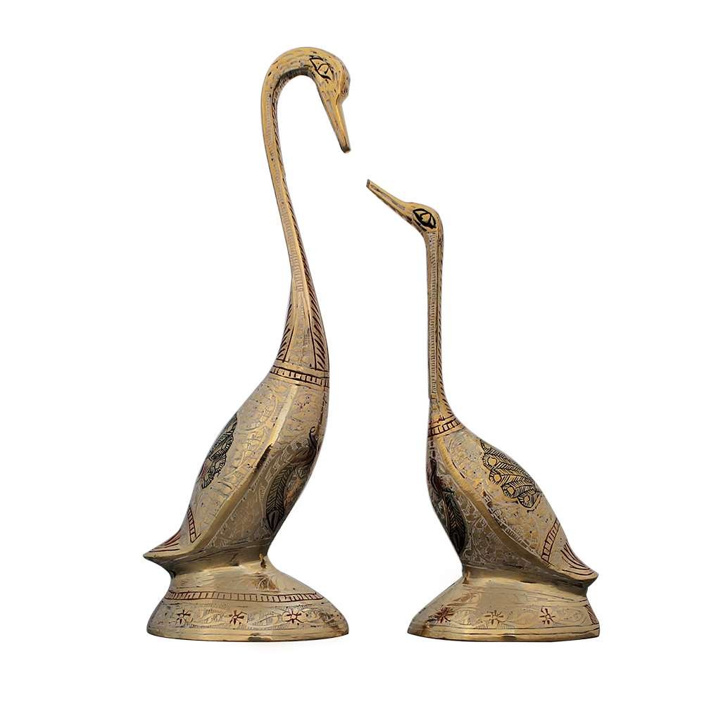 Creative Pair Of Kissing Duck Showpiece Handicraft ,Gold : Amazon.in ...