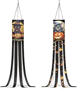 Amazon.com: Binienty 2 Pieces Halloween Windsock Polyester Garden ...