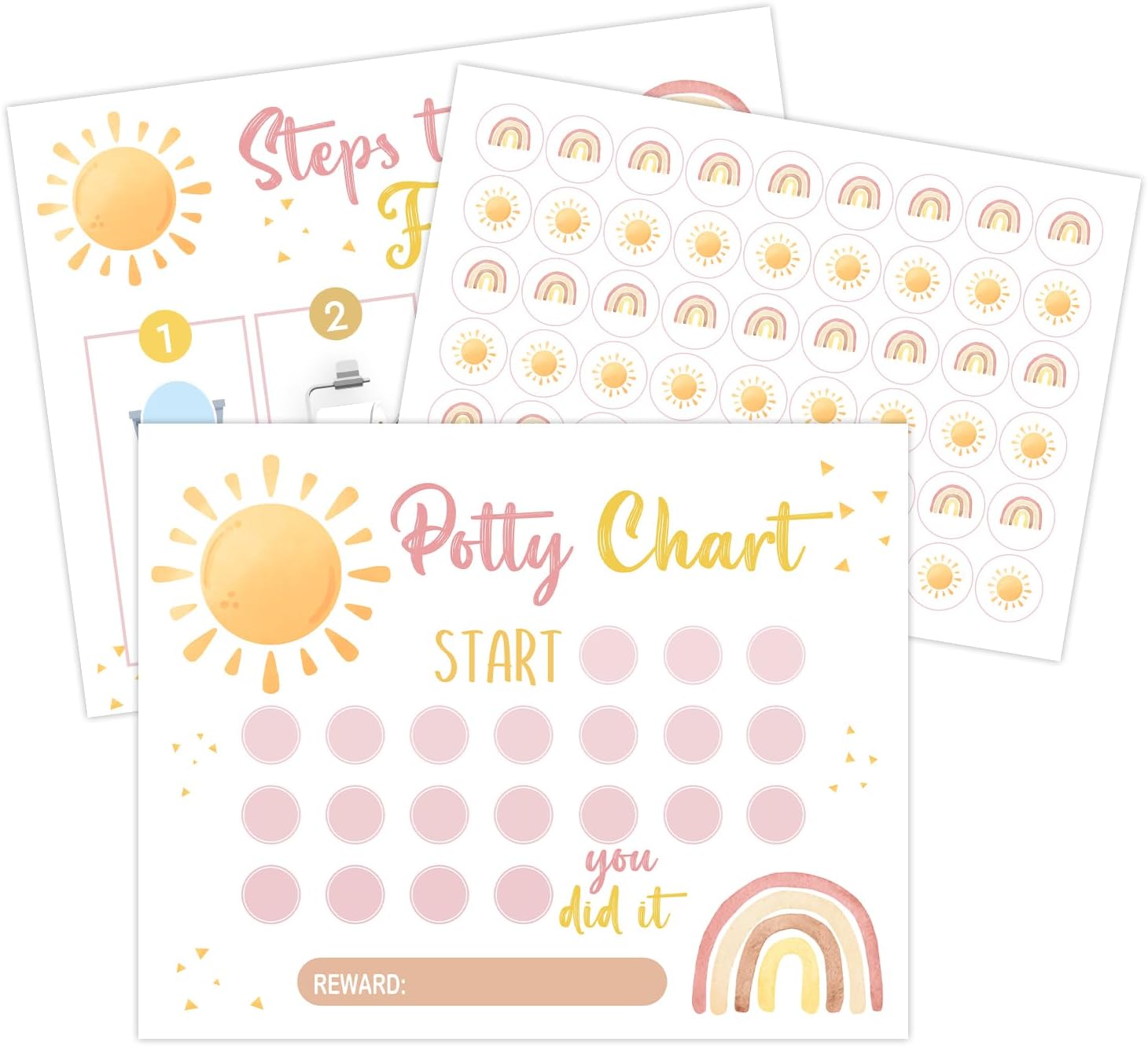 Amazon.com: Boho Rainbow Potty Training Chart, Boho Sunshine Potty ...