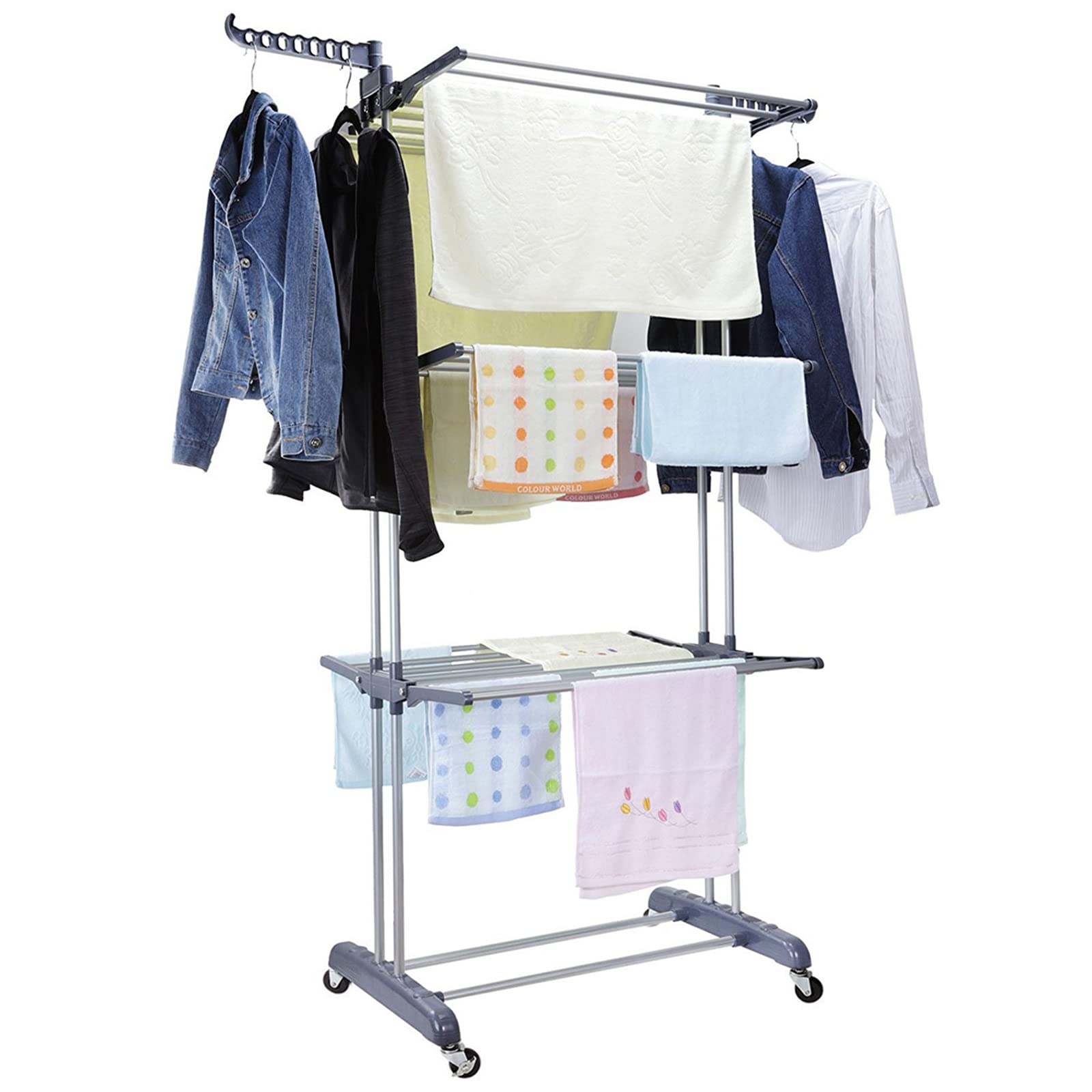 Buy MIZGI Clothes Drying Rack,3 Tier Rolling Dryer Clothes Hanger ...