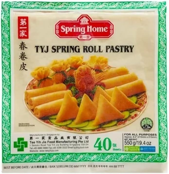 TYJ Spring Roll Pastry 40 Sheets At 8'' Inch Size 550G Frozen Spring ...