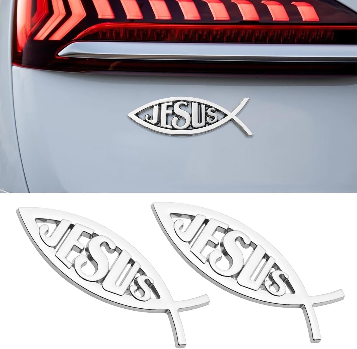 Amazon.com: 2pcs Jesus Fish Decal Sticker, 3D Faith Fish Emblem Sticker ...