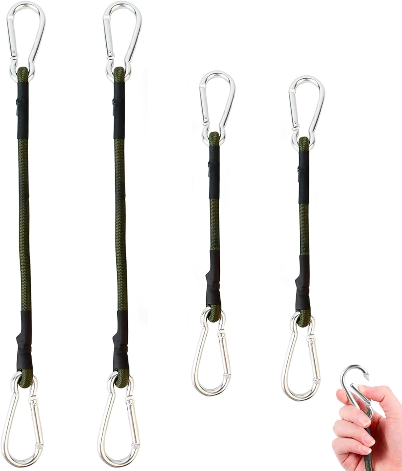 4PCS Bungee Cords with Carabiner Clips, Clips Bungee Cords, Bungee ...