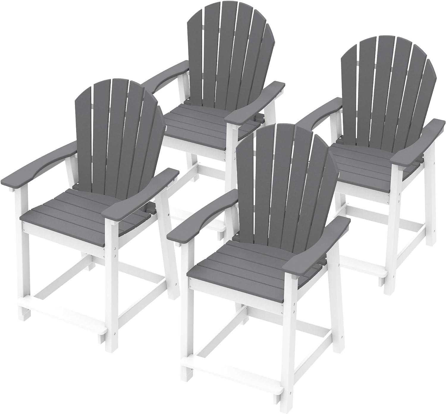 Amazon.com : OTSUN Outdoor Tall Adirondack Chairs Set of 4, Patio Bar Stool Chair with High Back ...