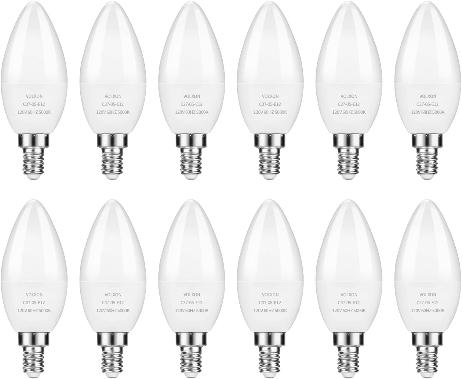 Volxon LED Candelabra Bulbs, E12 Ceiling Fan Light Bulbs Small Base, 6W ...
