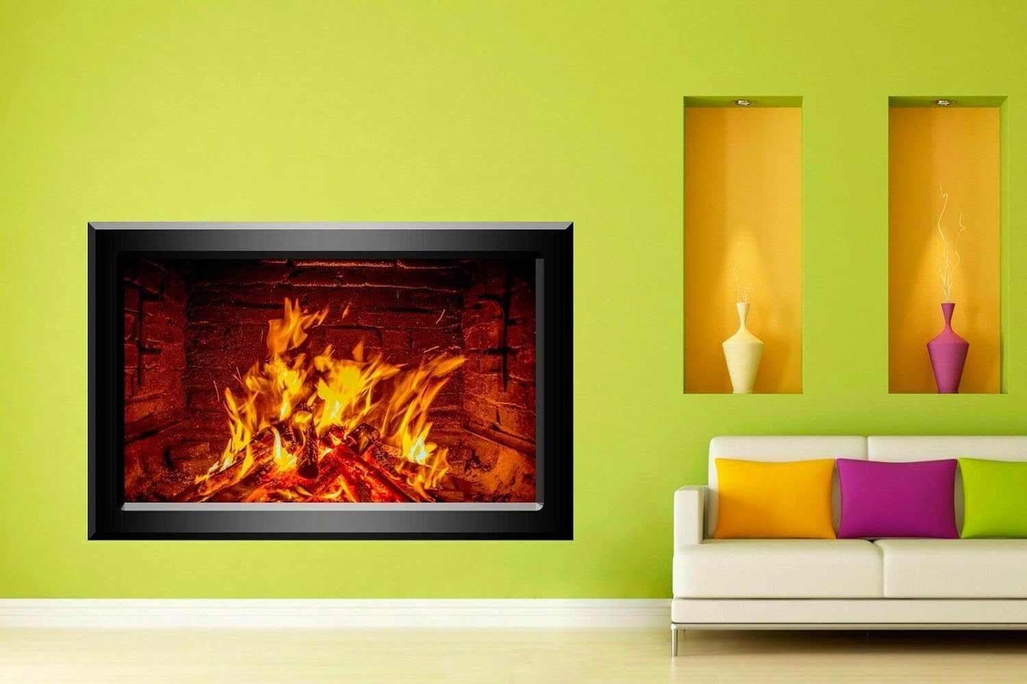 Amazon.com: 3D Wall Stickers Fireplace Decorative Wall Stickers Mural ...