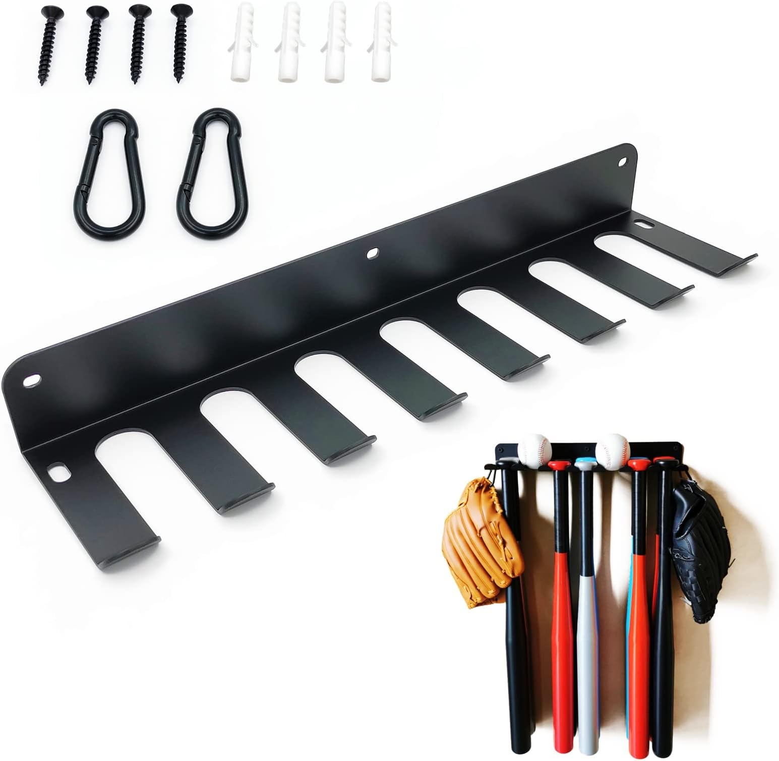 Amazon.com: QTLCOHD 2Pcs Baseball Bat Rack, Metal, Black, Portable ...