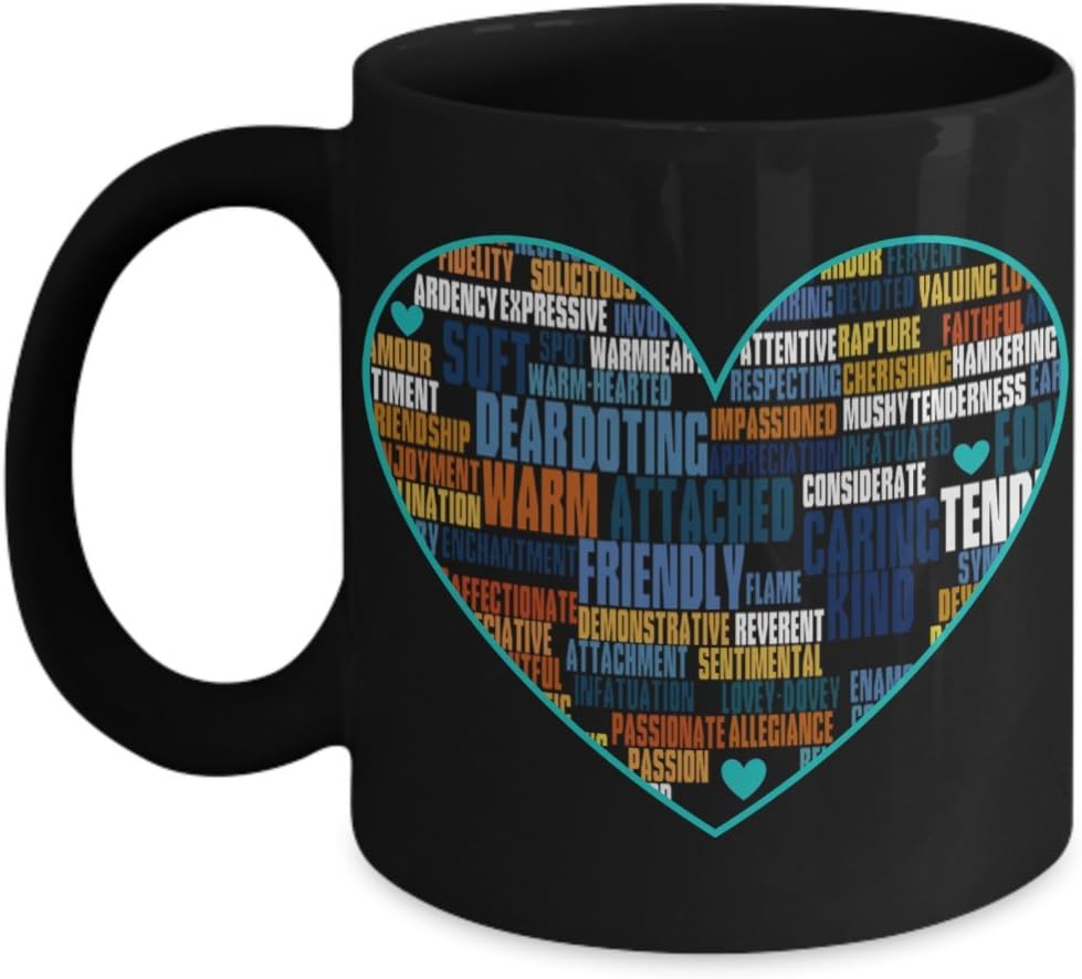 Amazon.com: Wordle Heart Loving Kindness Dark Black Mug : Home & Kitchen