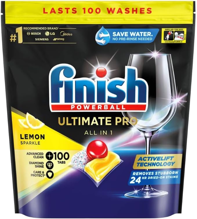 Finish Powerball Ultimate Pro All In 1 Lemon Sparkle Dishwashing ...