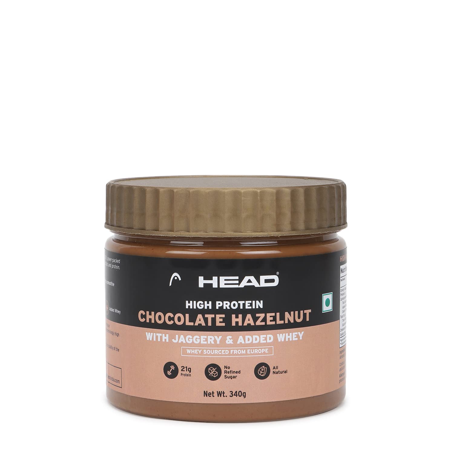 Head High Protein Nutbutter (340g, Chocolate Hazelnut Spread) | 100% ...