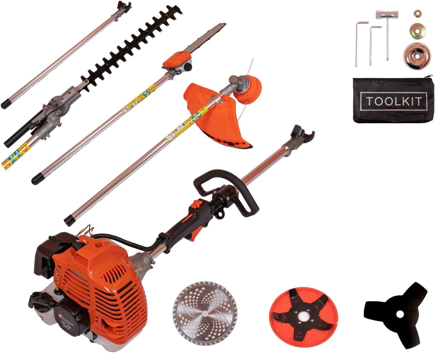 KNAKASAKI 5 in 1 Petrol Brush Cutter, 63CC 3.0HP, Interchangeable Disc ...
