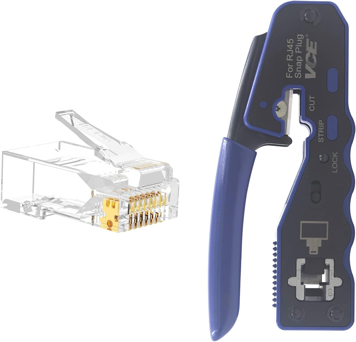 Amazon.com: VCE RJ45 Cat6 Pass Through Connectors 200-Pack with RJ45 ...