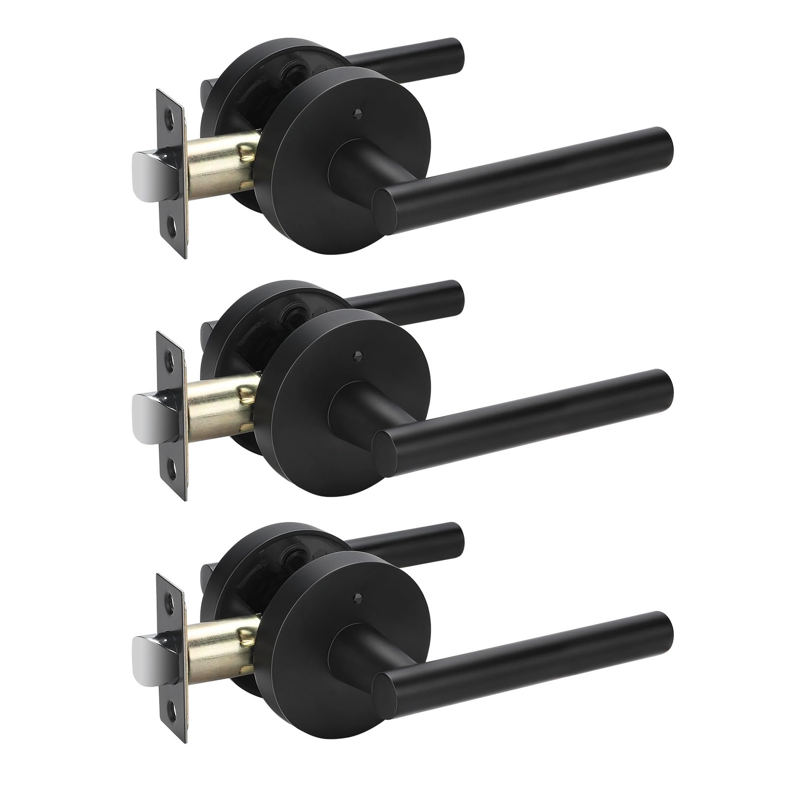 Haidms 3 Packs Matte Black Heavy Duty Door Handle Interior,Privacy Door ...