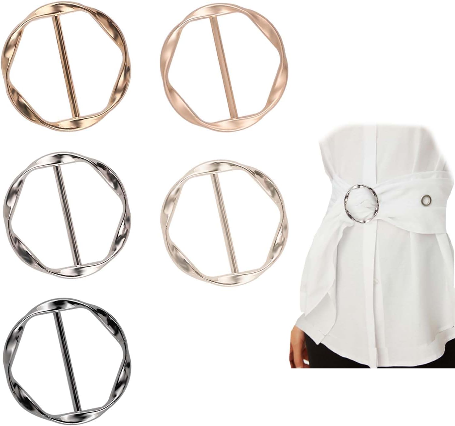 2 PCS Fashion Scarf Clips Scarf Ring Buckle Rhinestone Scarf Ring ...