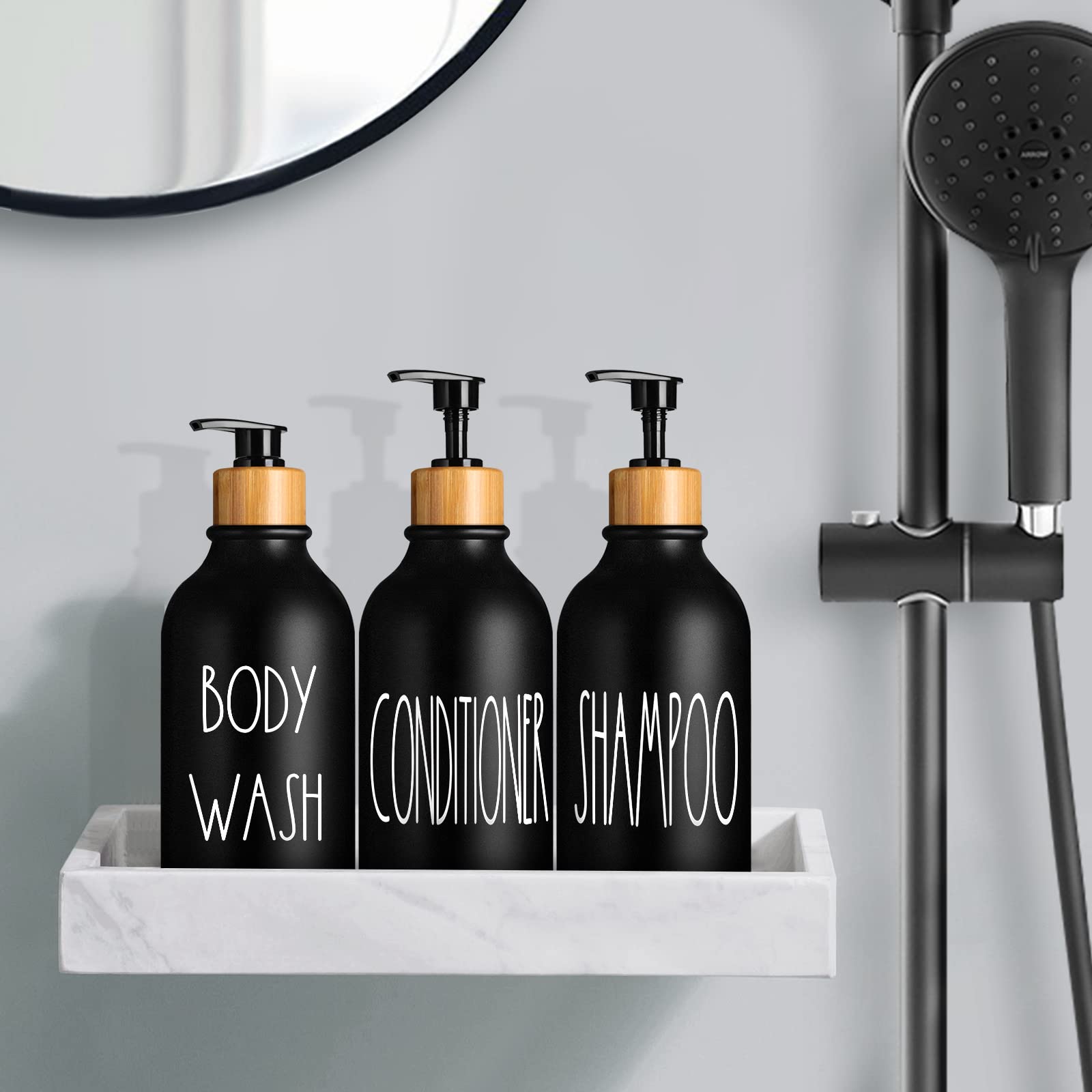 ALPIRIRAL Shampoo and Conditioner Dispenser, Matte Black Shampoo ...
