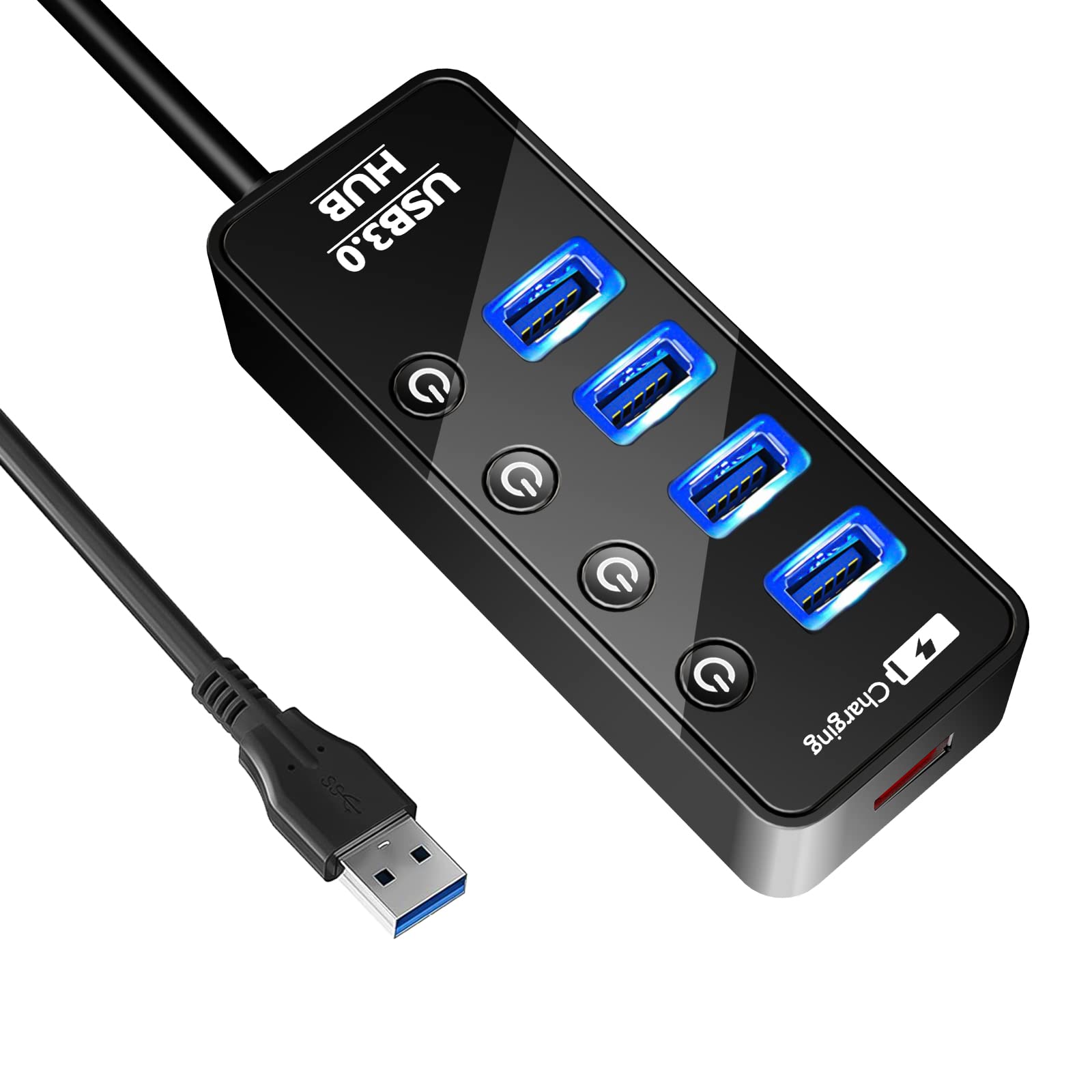 4 USB Data Ports Hub splitter with Individual On/Off Switches+1 USB ...