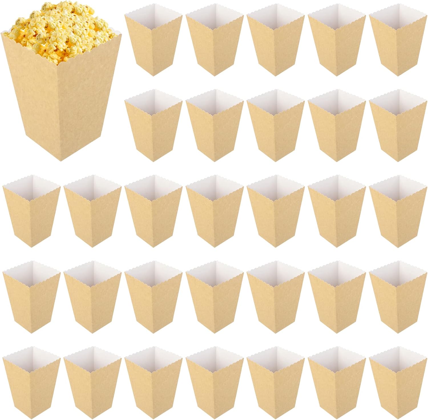 XINGQUAN 40 PCS Popcorn Boxes Kraft Paper Favour Food Grade Cardboard ...