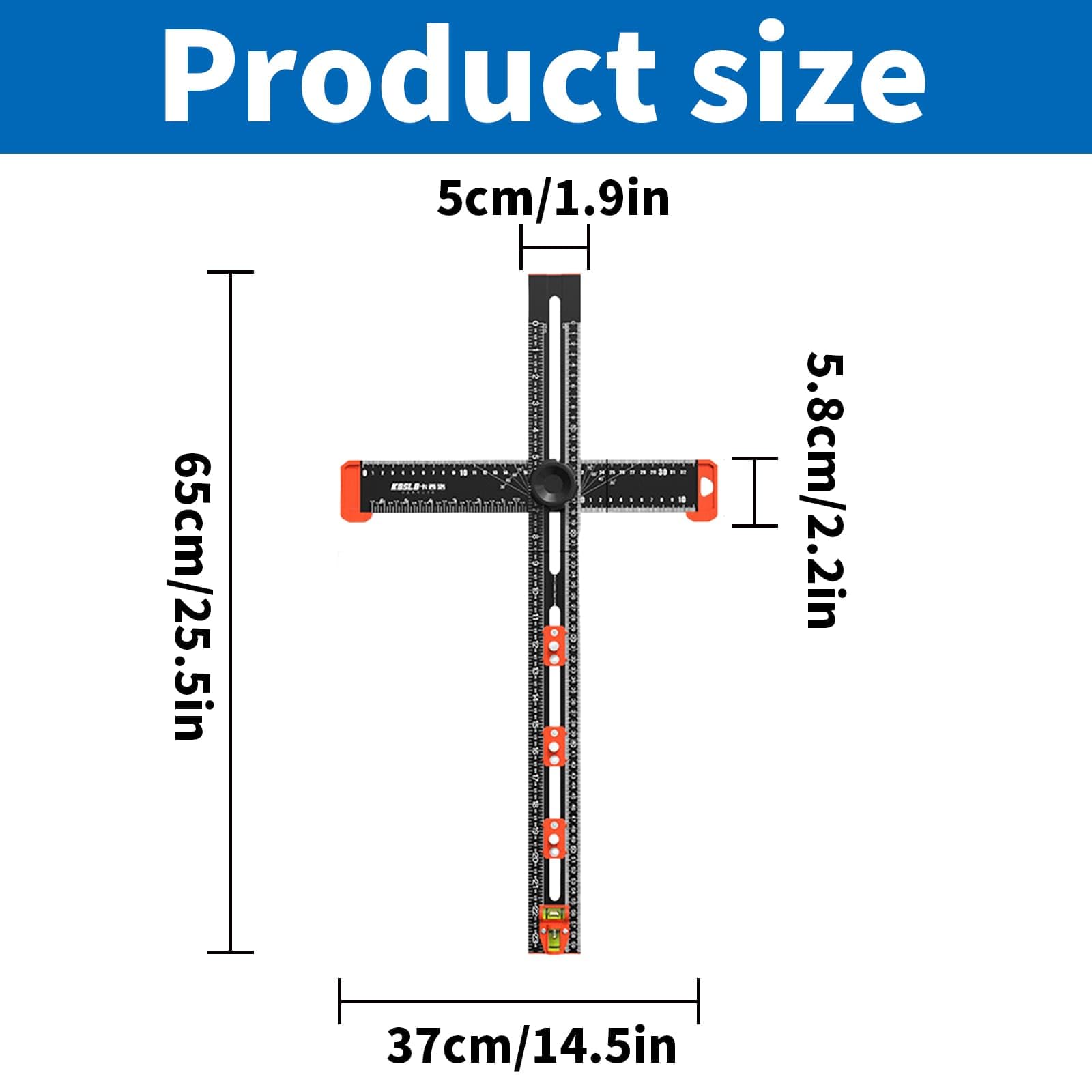 4-in-1 Drilling Positioning Ruler with 3 Sliders, Adjustable T Square ...