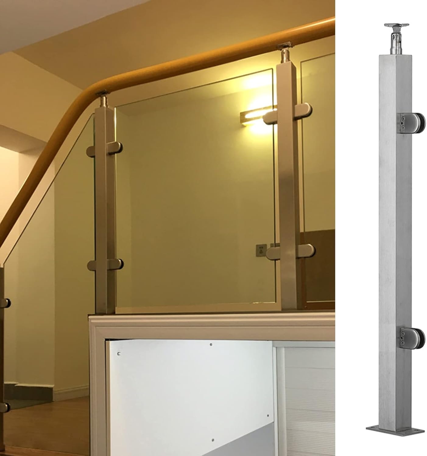 Amazon.com: Glass Railing Post,Stair Post 3/4/5ft Tall Glass Railing ...