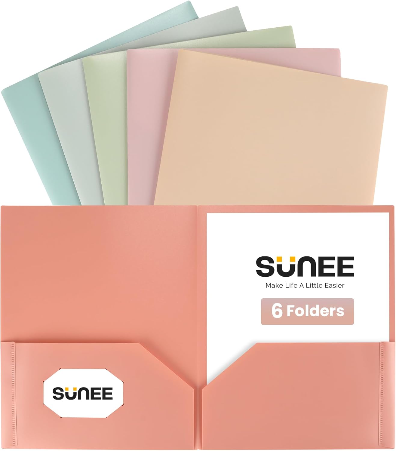 Amazon.com : SUNEE Folders with Pockets (6 Pack, Vintage Colors), Plastic Folders with Pocket ...