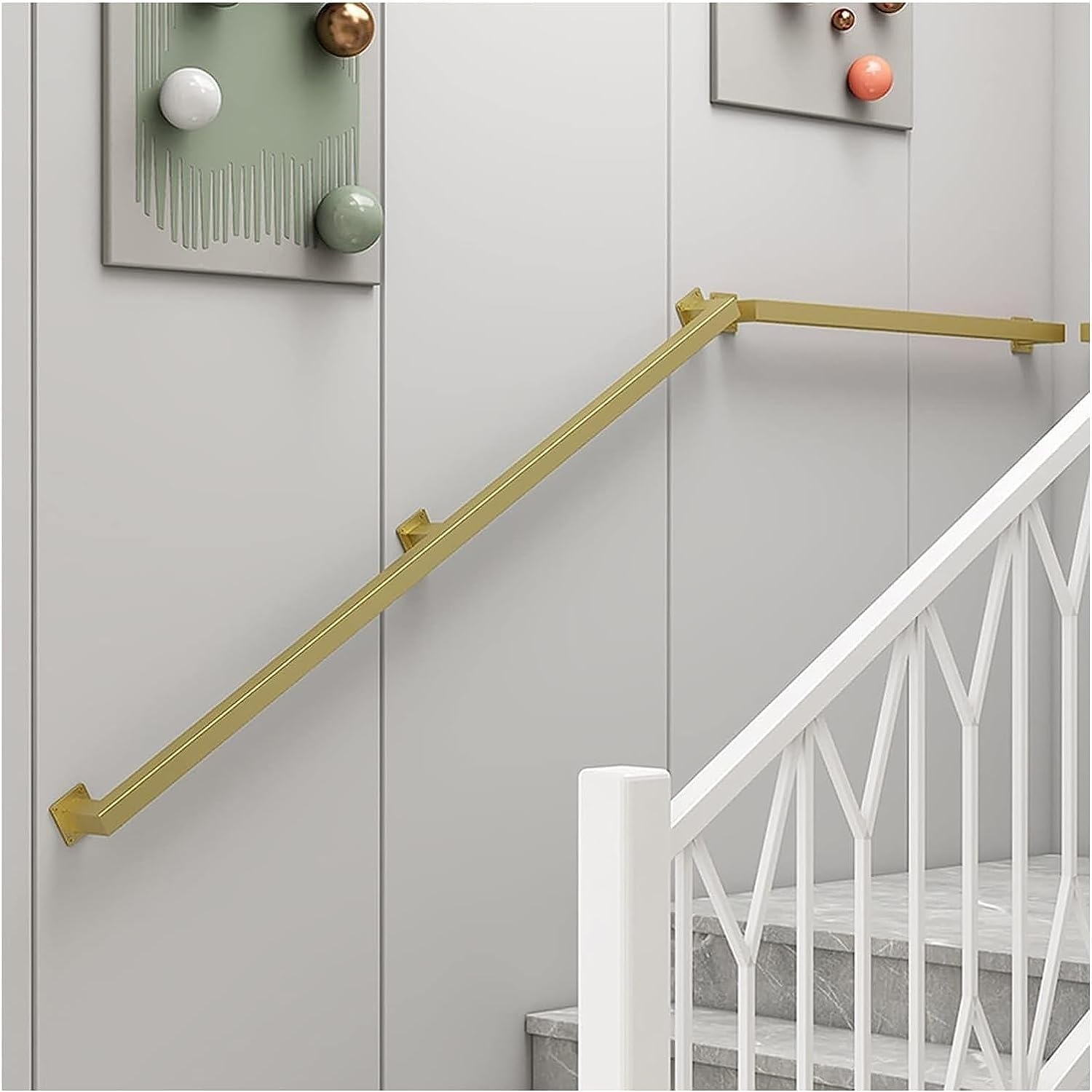 SAFWEL Indoor Stair Railing Handrail Stairs Square Industrial Pipe Wall ...