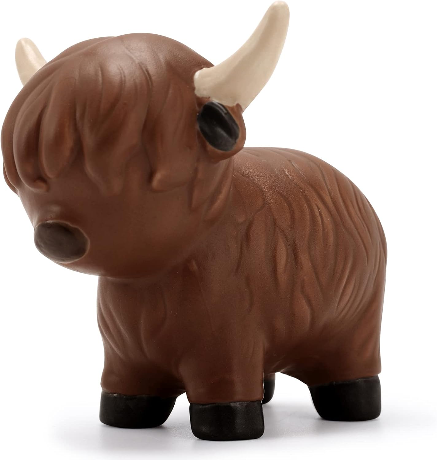 Amazon.com: Tuitessine Brown Highland Cow Figurines Ceramic Decor ...