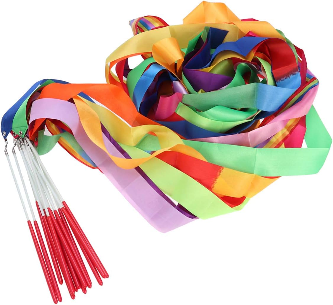 NUOBESTY 14Pcs Gymnastics Dance Ribbons Streamers Colorful Rhythm Dance ...