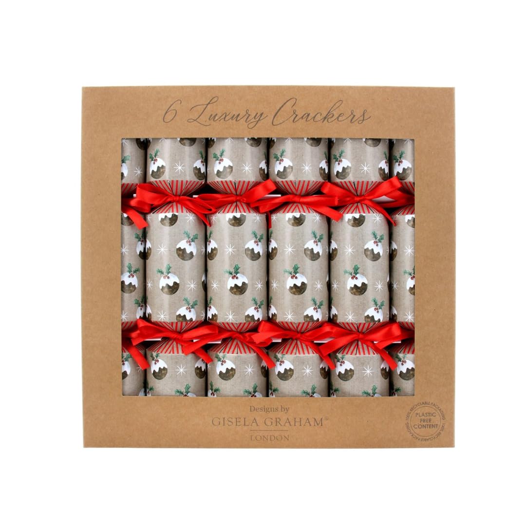 Gisela Graham Christmas Pudding Design Set of 6 Table Crackers : Amazon ...