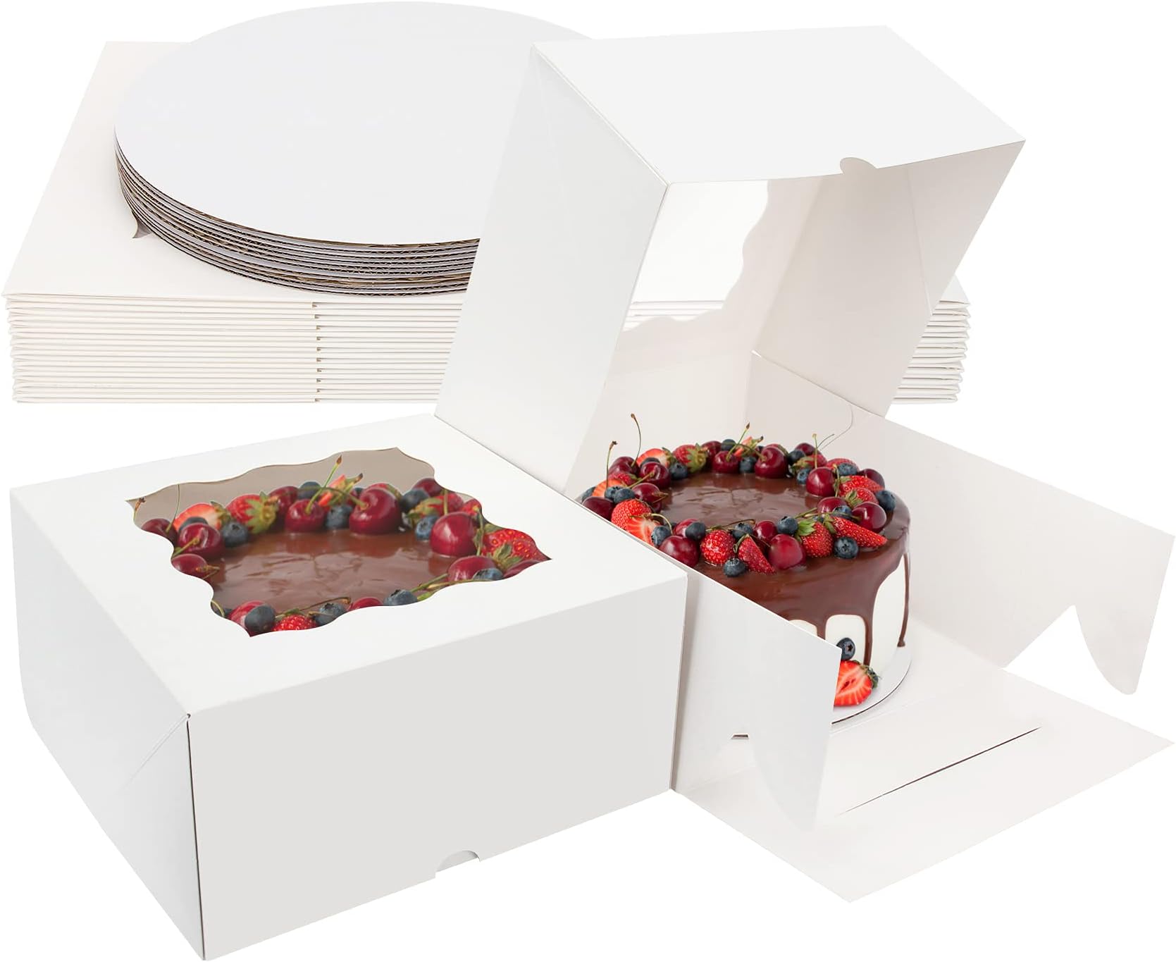 Amazon.com: QXSFRKG 20 pack Cake Boxes,10x10x8 Inches Tall Cake Box ...