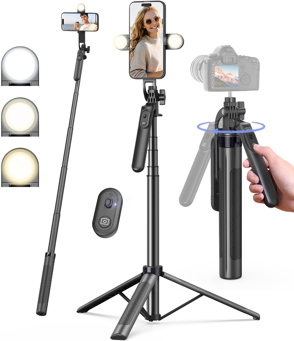 Amazon.com: Yeaki 71" Phone Tripod,Tripod for iPhone with Fill Light ...