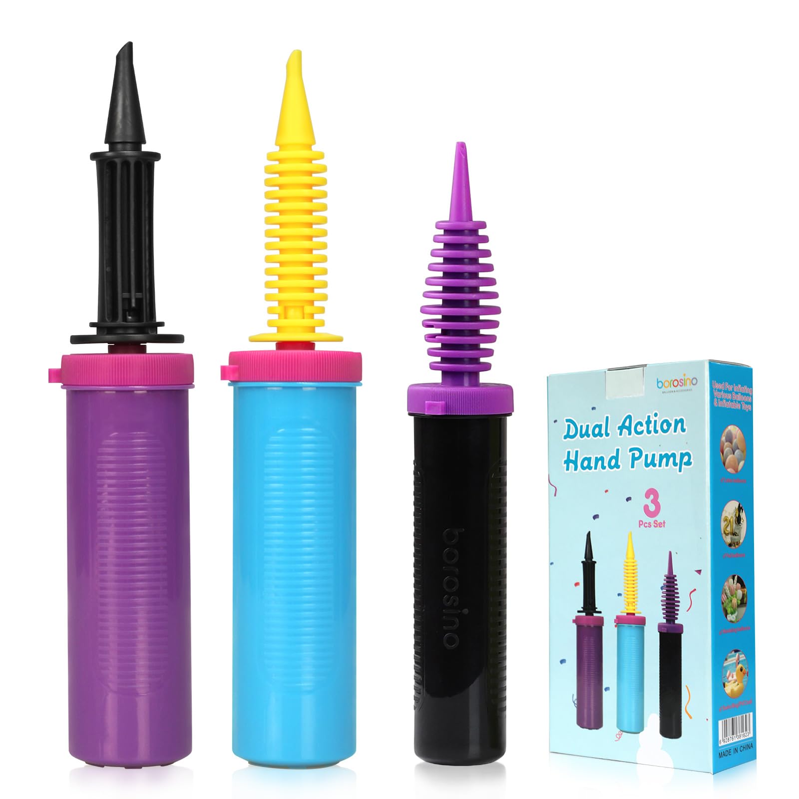 Amazon.com: Borosino Balloon Pump, 3-Pack Can inflate Balloons in Both ...