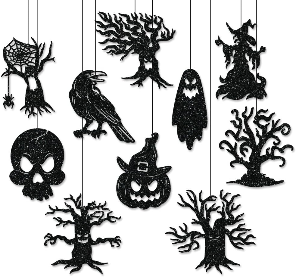 Amazon.com: Konsait 20Pcs Halloween Ceiling Hanging Decorations, Black ...