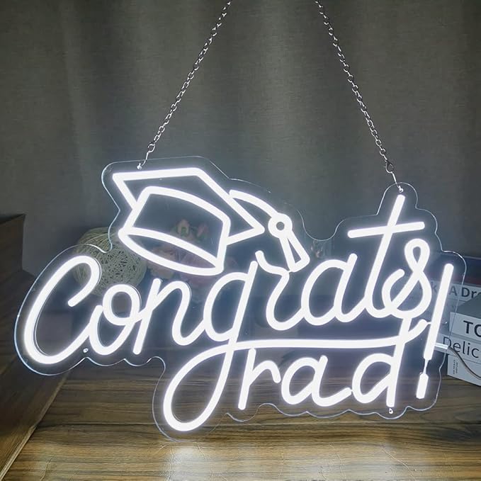 WORLD-DECO Congrats Grad Neon Sign 21x 14in Light Sign Graduation Party ...
