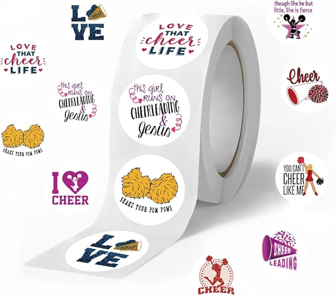 Amazon.com: 500PCS Cheerleading Stickers Roll 10 Styles Cheer Stickers ...