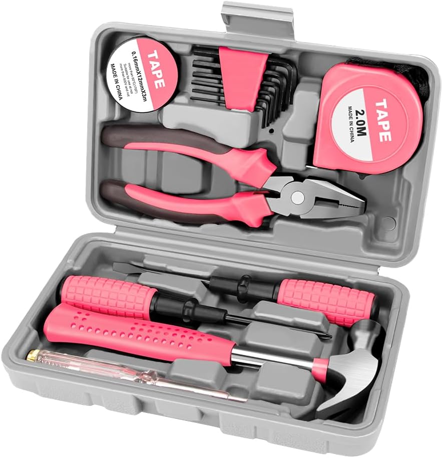Amazon.com : XDENGP 13 Piece Pink Tool Set, Mini Tool Box for Women ...