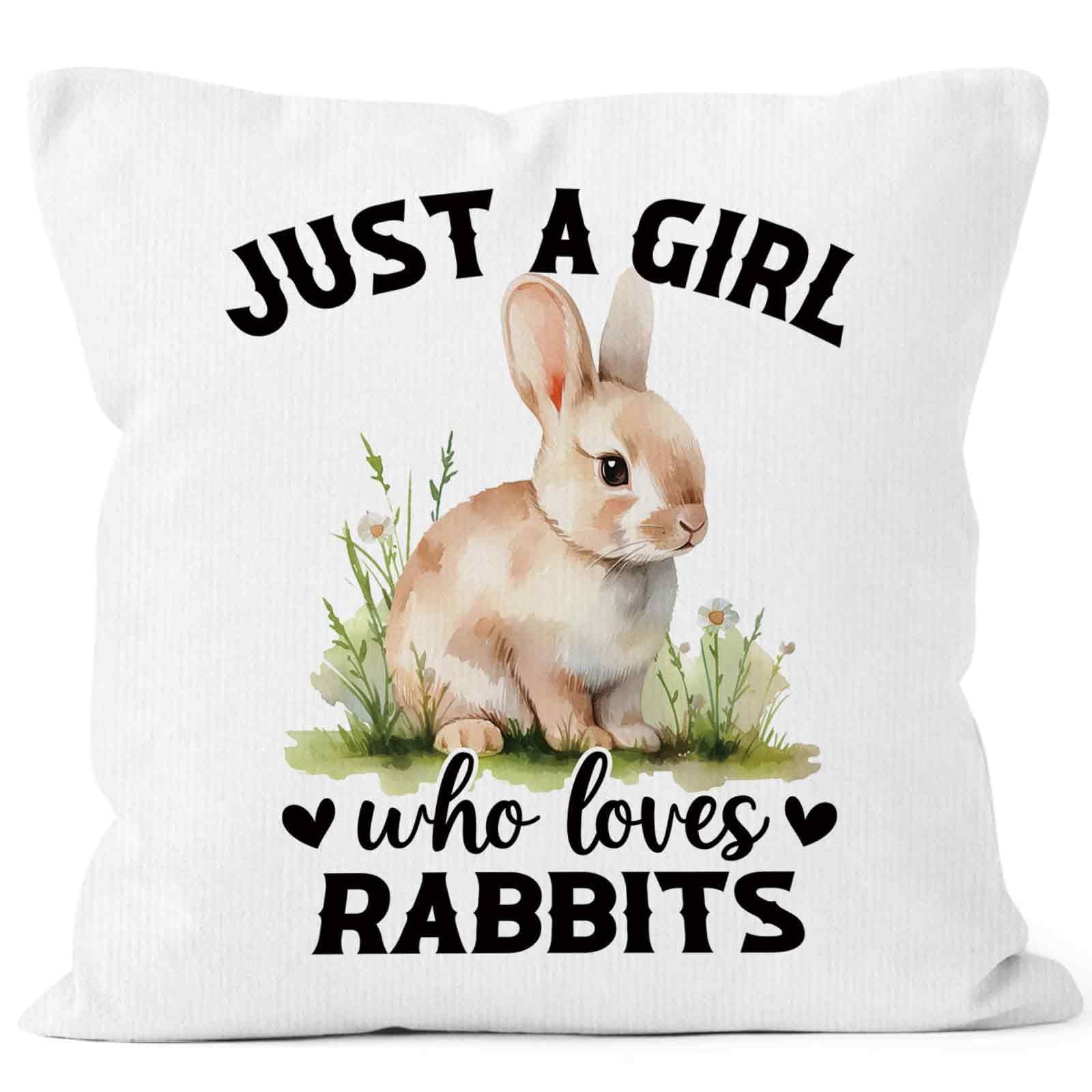 Amazon.com: MONALET Just a Girl Who Loves Rabbits Throw Pillow Covers ...