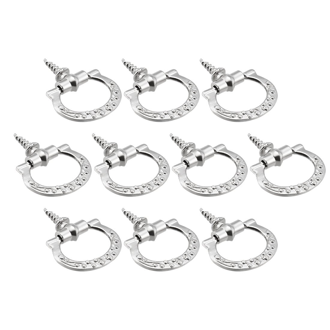 uxcell 24mmx27mm Jewelry Box Wooden Case Ring Pull Handle Silver Tone ...