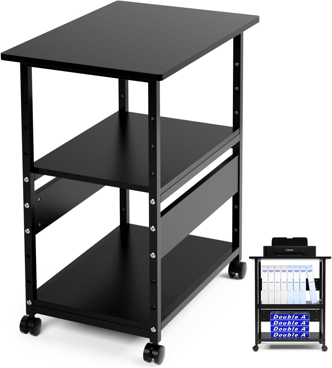 Amazon.co.jp: DEWEL pcワゴン cpuワゴン キャスター付き 3段 机下 収納 デスク下 ワゴン ラック スリム 幅 60 奥行 40 高さ70cm パソコンワゴン デスク ...