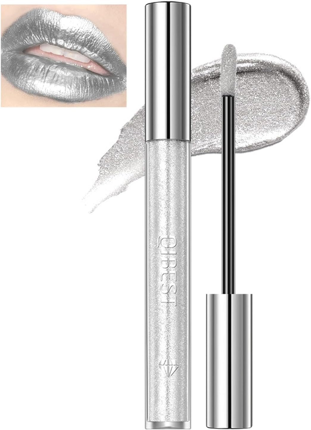 Amazon.com : Metallic Diamond Liquid Lipsticks, Silver Lipstick for ...