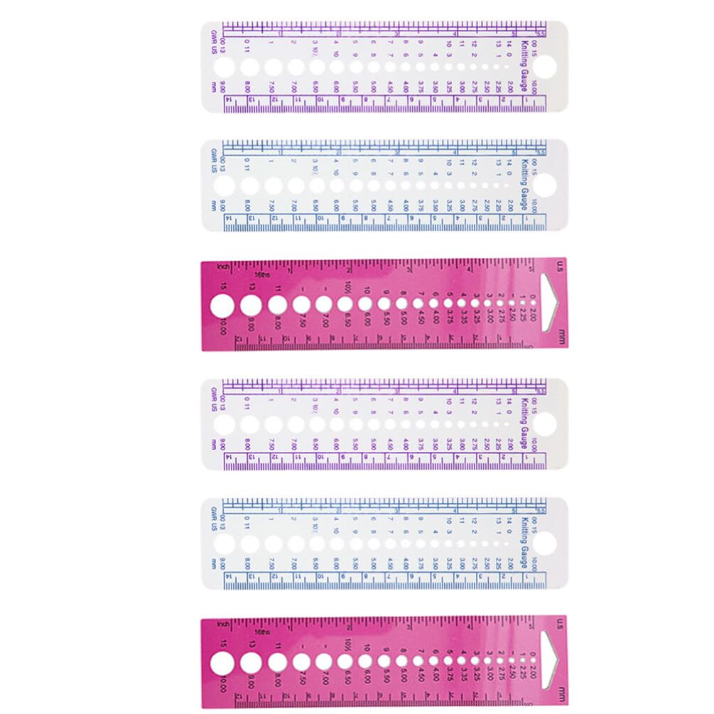 Amazon.com: SEWACC 6pcs Knitting Needle Gauge Knit Sock Ruler Tool ...