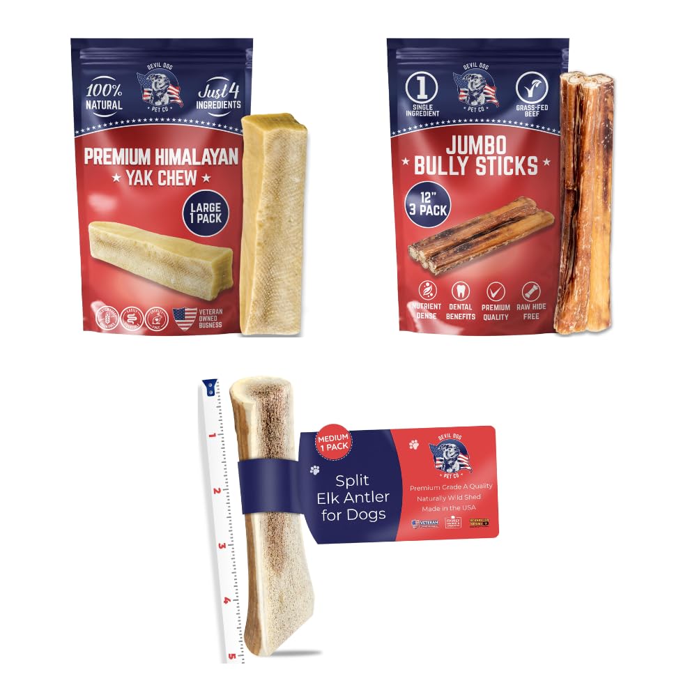 Amazon.com : Devil Dog Pet Co (1) Yak Chews Large 1 Pack + (1) Bully ...