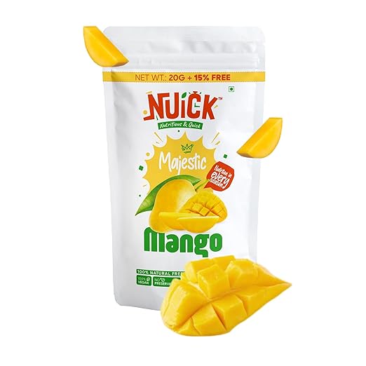 NUICK Freeze Dried Mango Chunks | 23g Pouch | 100% Natural fruit, No ...