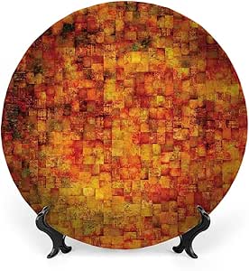Amazon.com: LIGUTARS Decorative Plates, Burnt Orange Print Ornament ...
