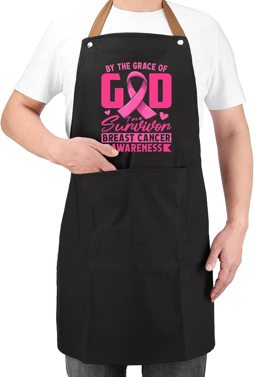 Men's I'm A Survivor Breast Cancer Awareness Apron, Pink Ribbon Cooking ...