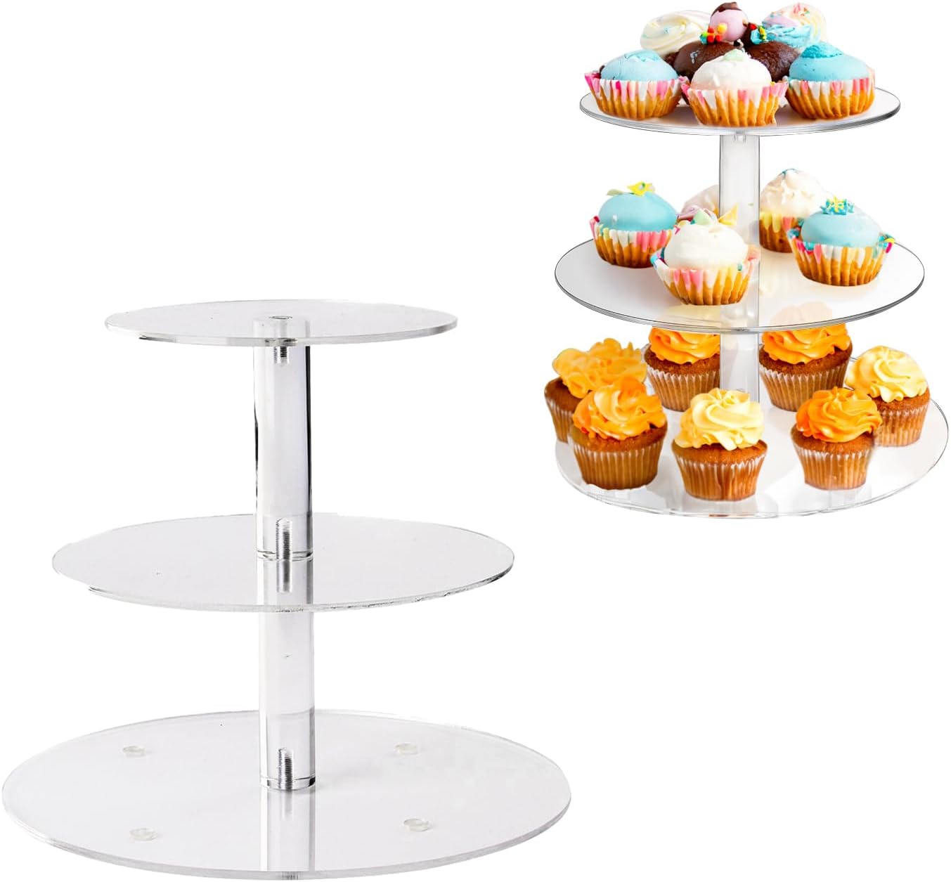 Amazon.com: Display4top 4 Tier Cupcake Stand, Clear Acrylic Round Glass ...