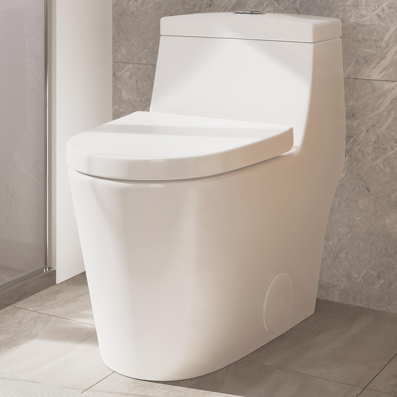 HOROW T0338W One Piece Toilet 10" Rough-in, Elongated Toilet with ...