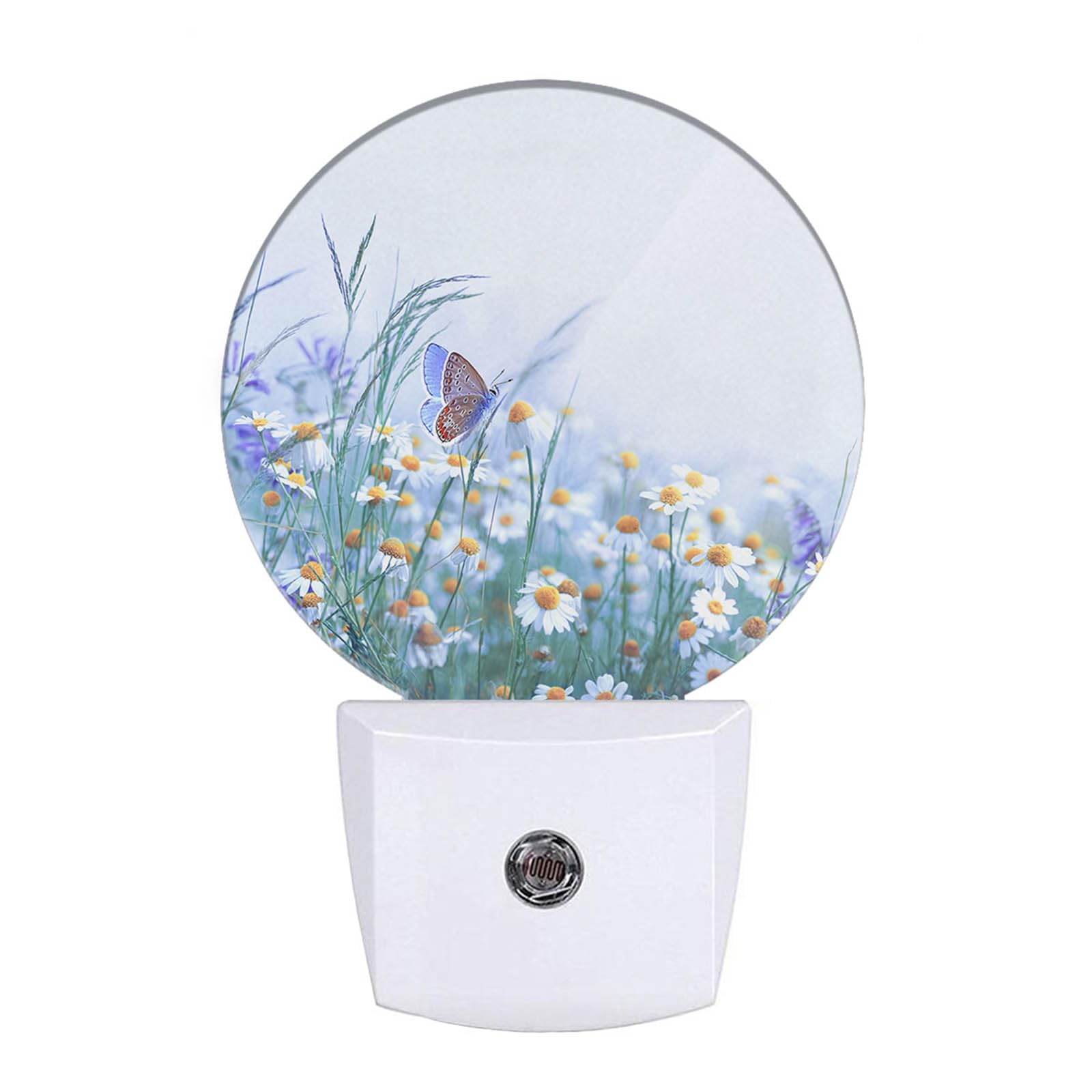 Uanvaha Floral Night Light Lamp Herbs and Wild Flowers Butterfly Daisy ...