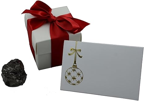 Amazon.com: 35 MAIN GIFTS Lump of Coal in 2" White Box with Red Ribbon ...