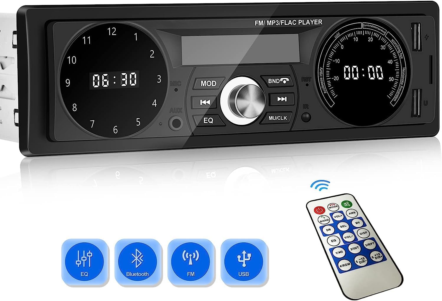 CAMECHO Car Radio Bluetooth Hands-Free Single Din Car Stereo with ...
