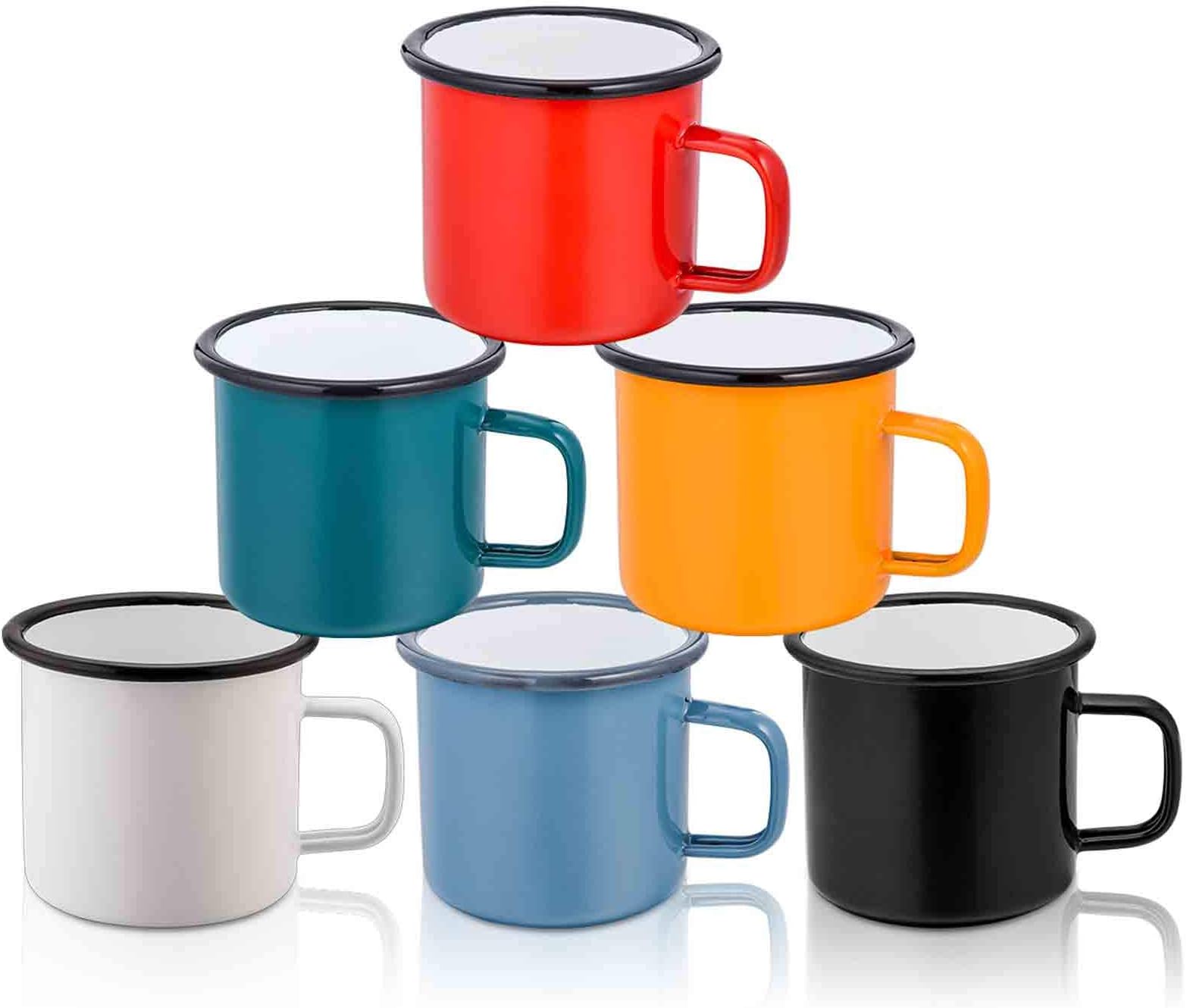 Amazon.com: Red Co. Set of 6 Enamelware Metal Small Classic 5 Oz Round ...